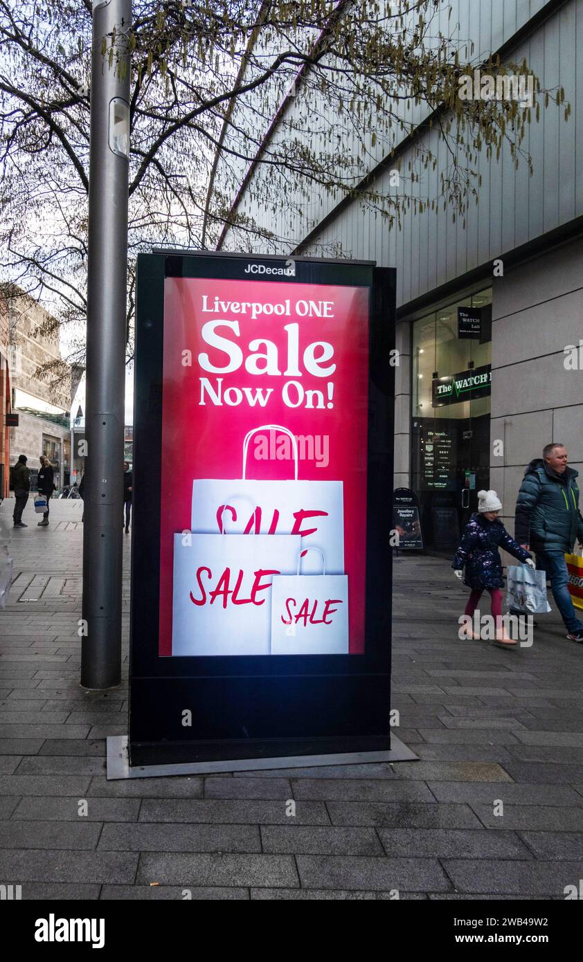 Liverpool One sale sign Stock Photo - Alamy