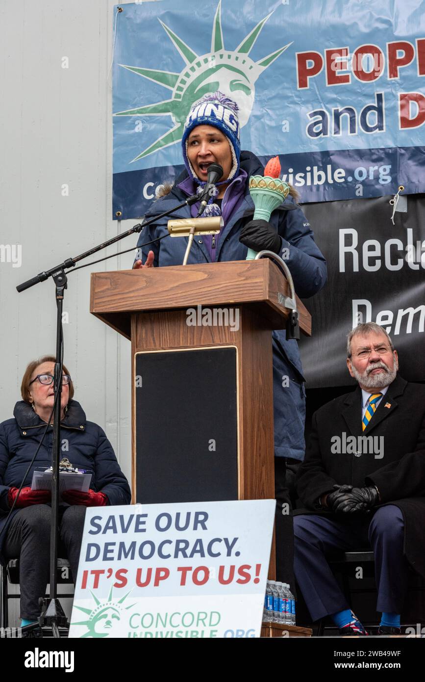 Danielle Allen (Harvard Professor) speaking to a large group of people ...