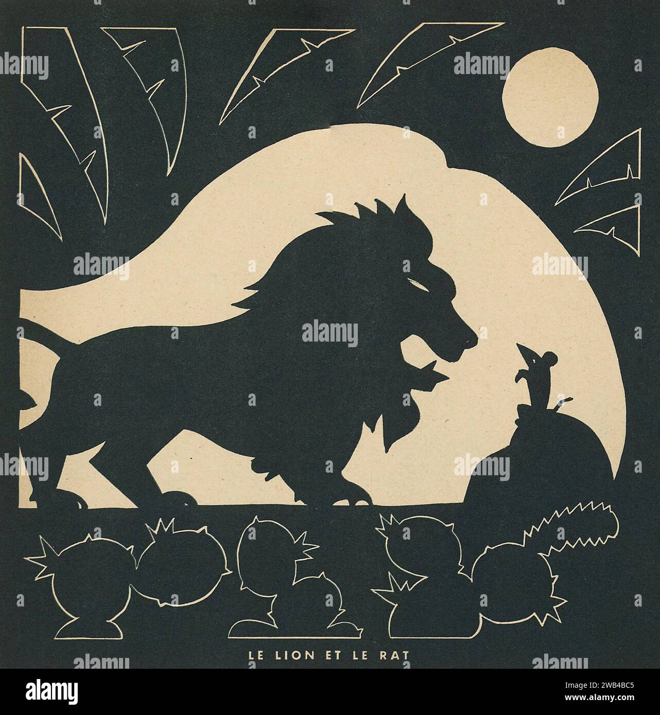 The Lion and the Rat. Illustration by Pierre Belvès published in the ...