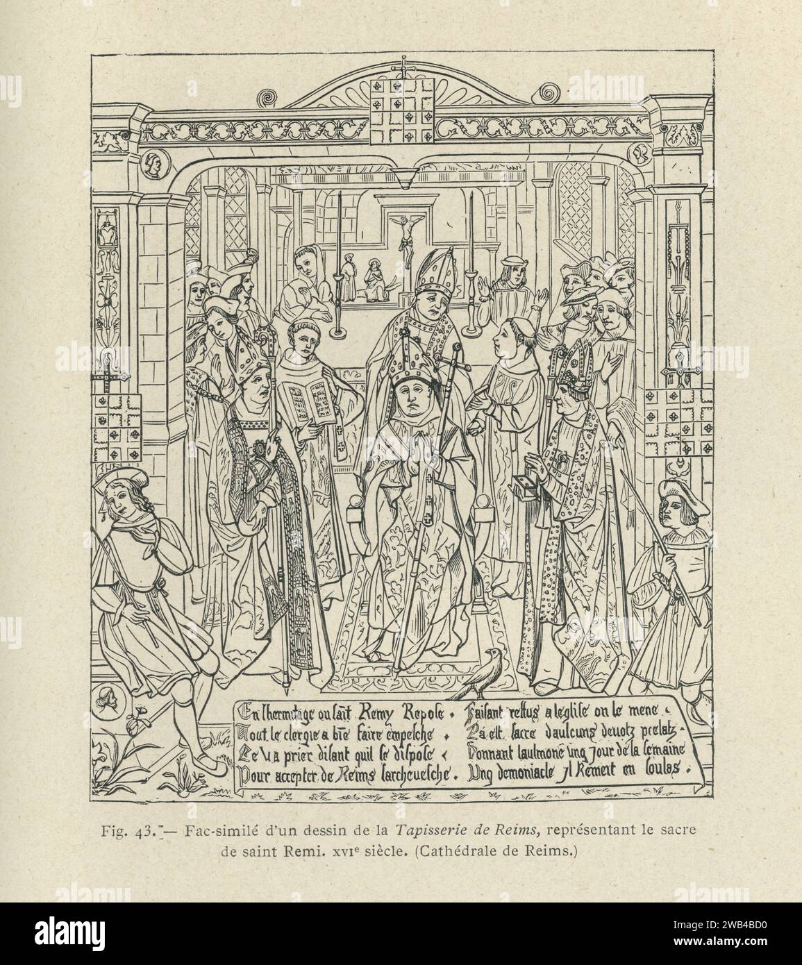 Facsimile of a drawing from the 'Tapisserie de Reims', depicting the ...