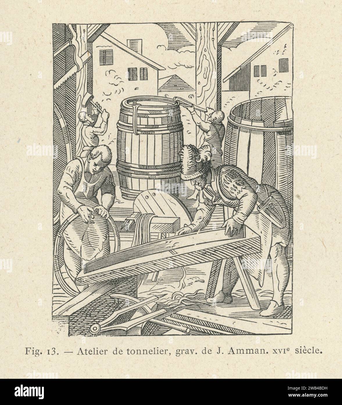 A cooper's workshop (engraving by Swiss engraver Jost Amman, 16th ...