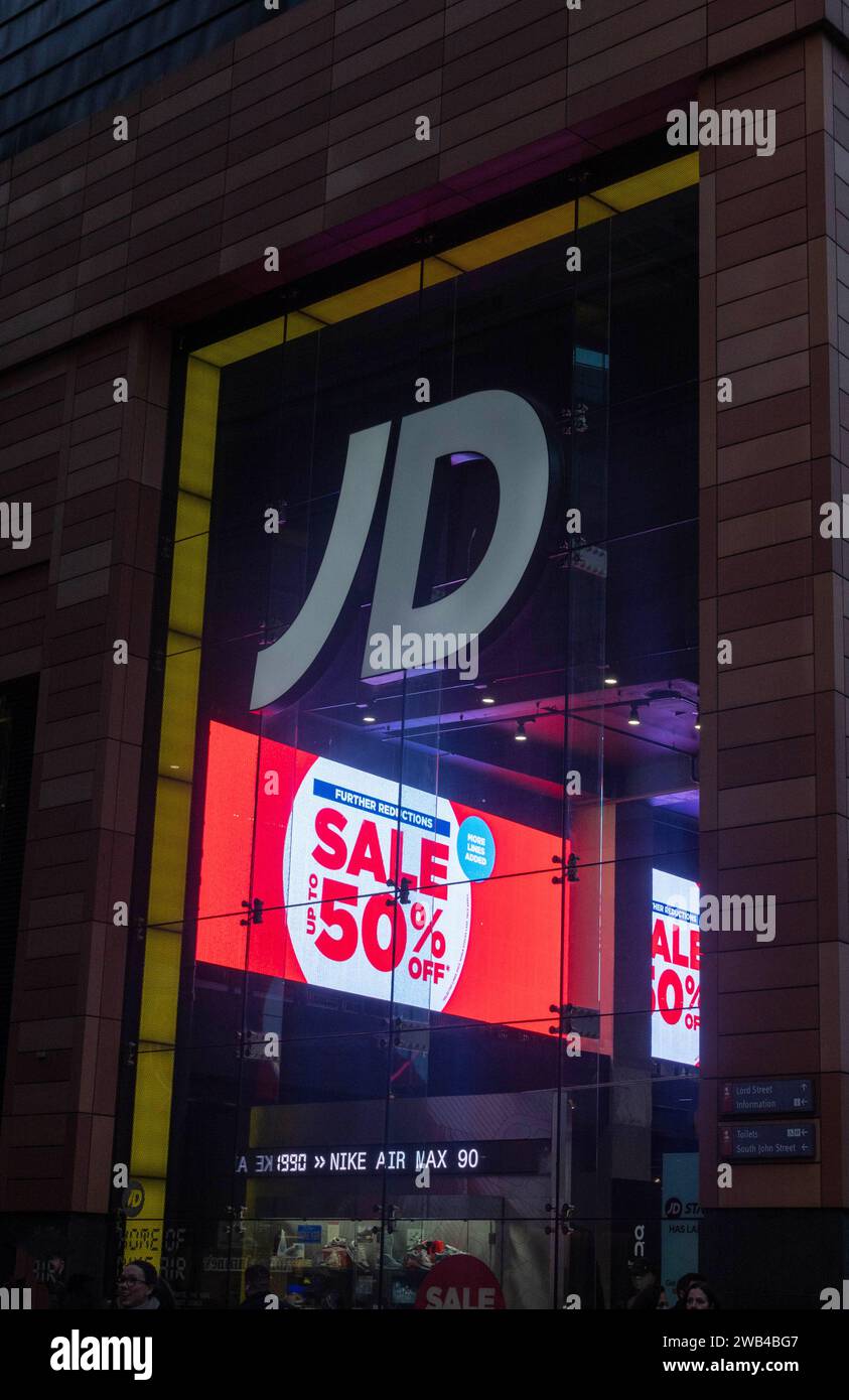 Post holidays sale at JD sporting goods store in Liverpool Stock Photo ...