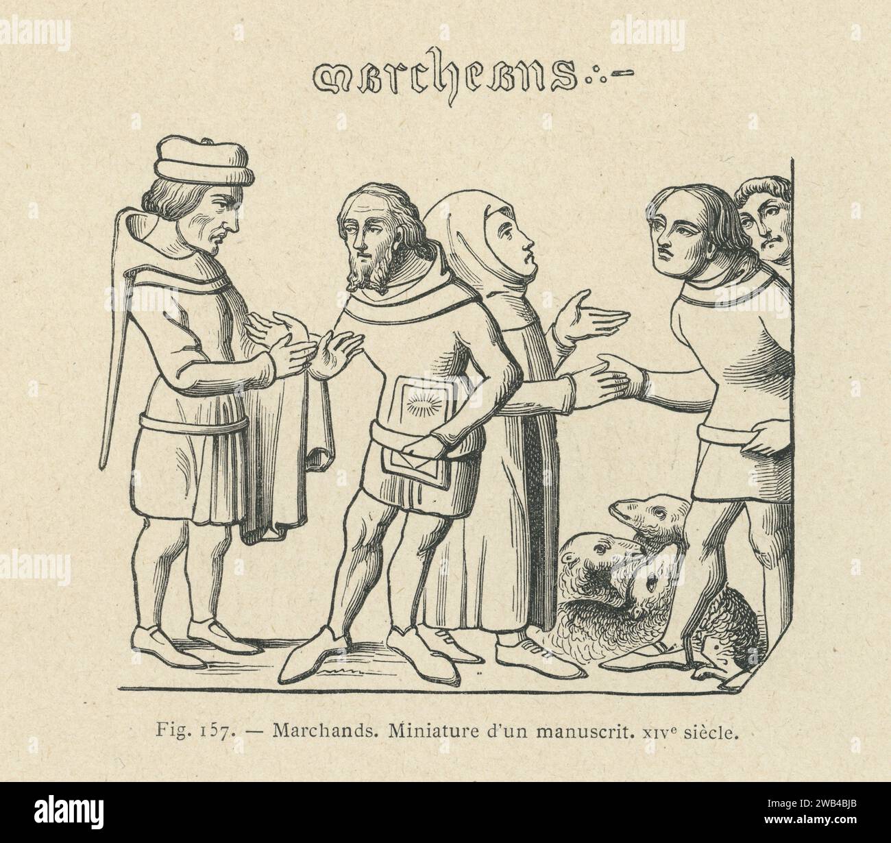 Merchants in the 14th century. Illustration from "L'ancienne France ...