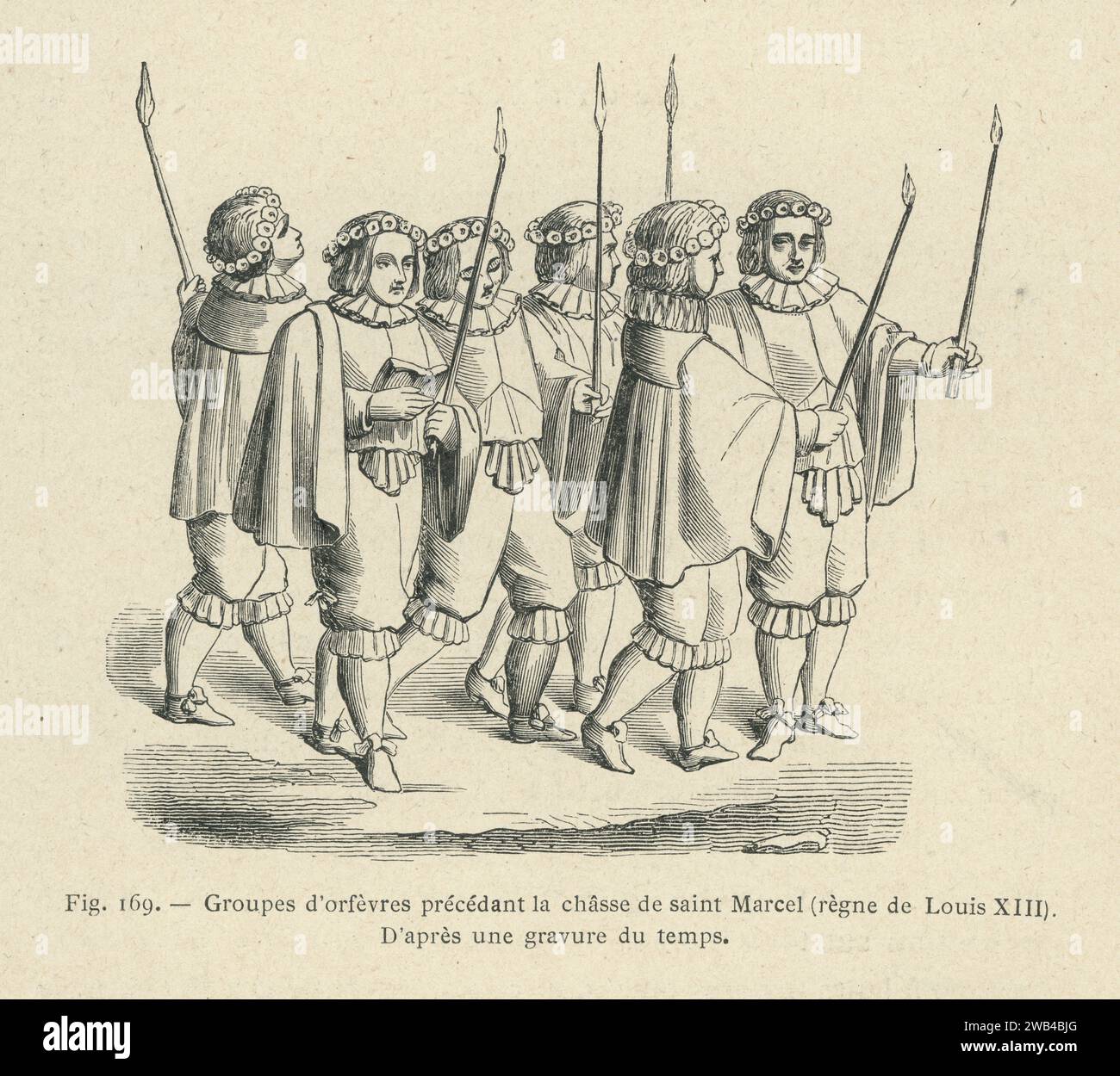 Groups of silversmiths preceding the shrine of Saint Marcellus in the ...