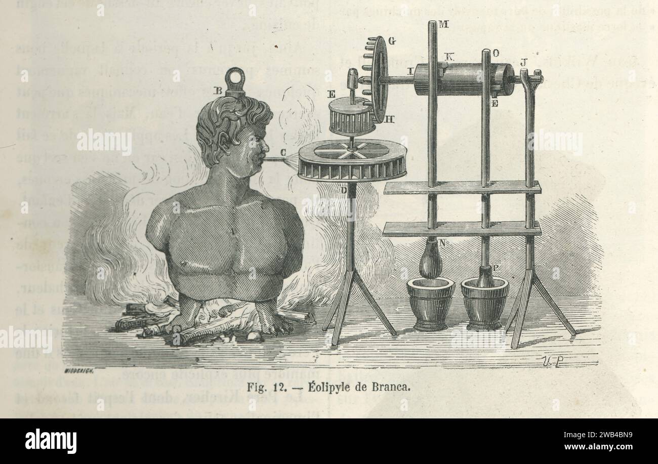 Diagram of an eolipyle developed by the Italian engineer Giovanni ...