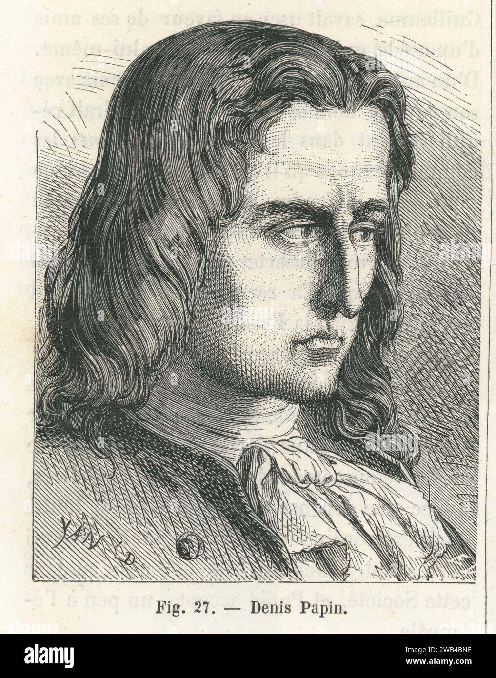 Portrait of Denis Papin, French physicist and mathematician. He worked on the steam engine ...