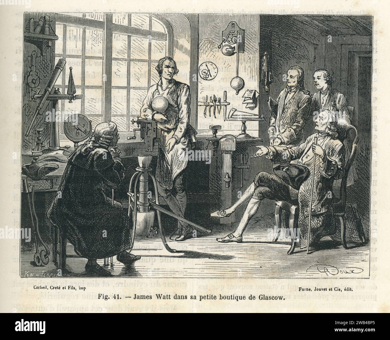 Scottish engineer James Watt in his instrument workshop in Glasgow ...