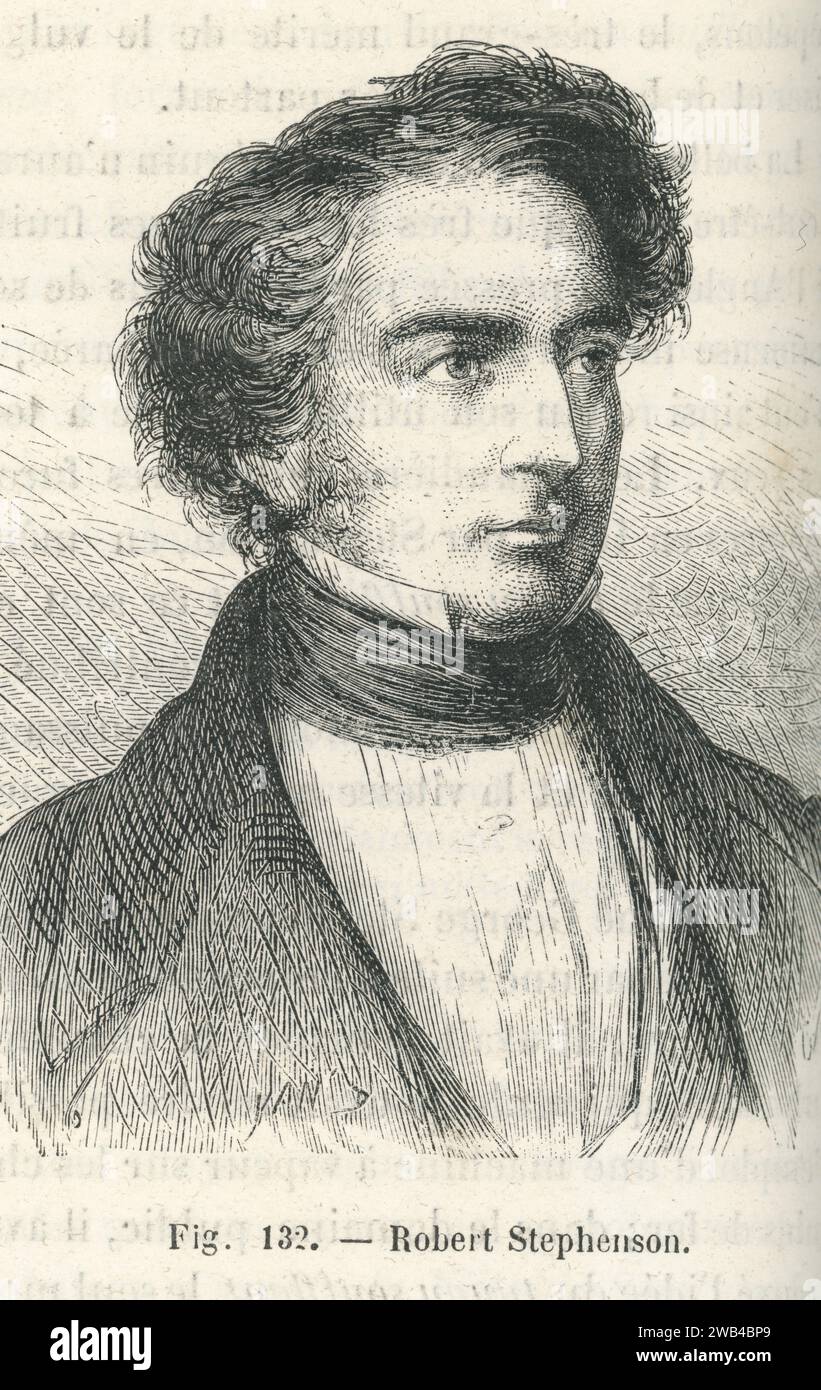 Portrait of Robert Stephenson, British civil engineer and considered as ...