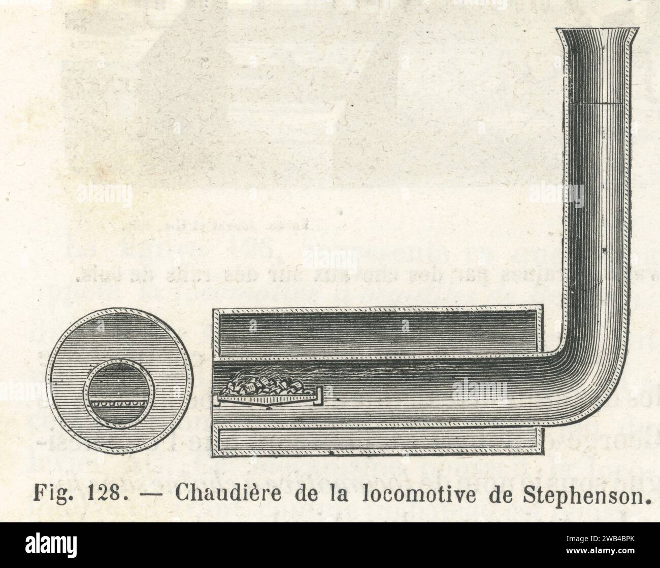 Cross-section of the horizontal cylindrical boiler of the steam ...