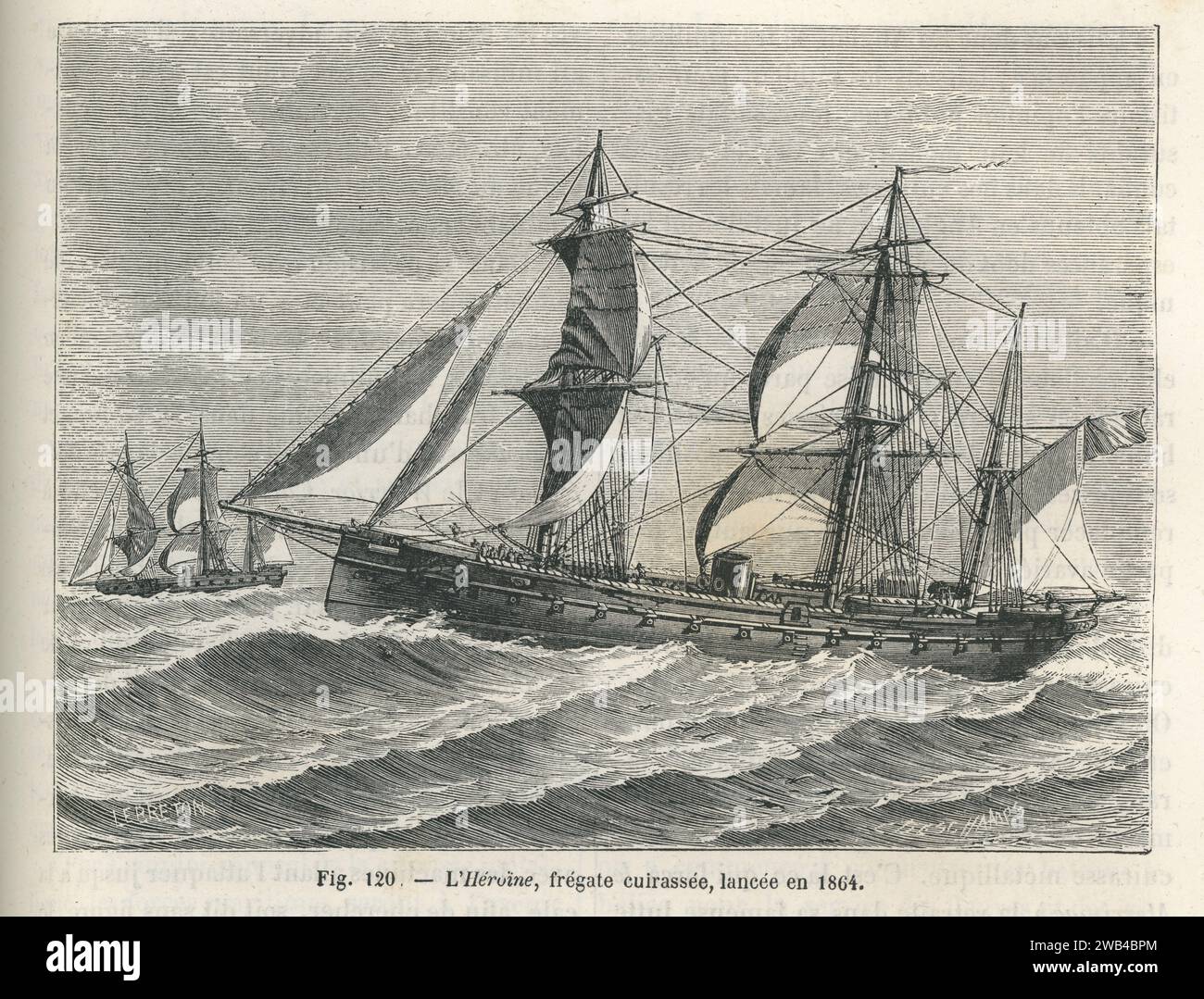 "L'Héroïne", a French deep-sea battery battleship launched in 1864 ...