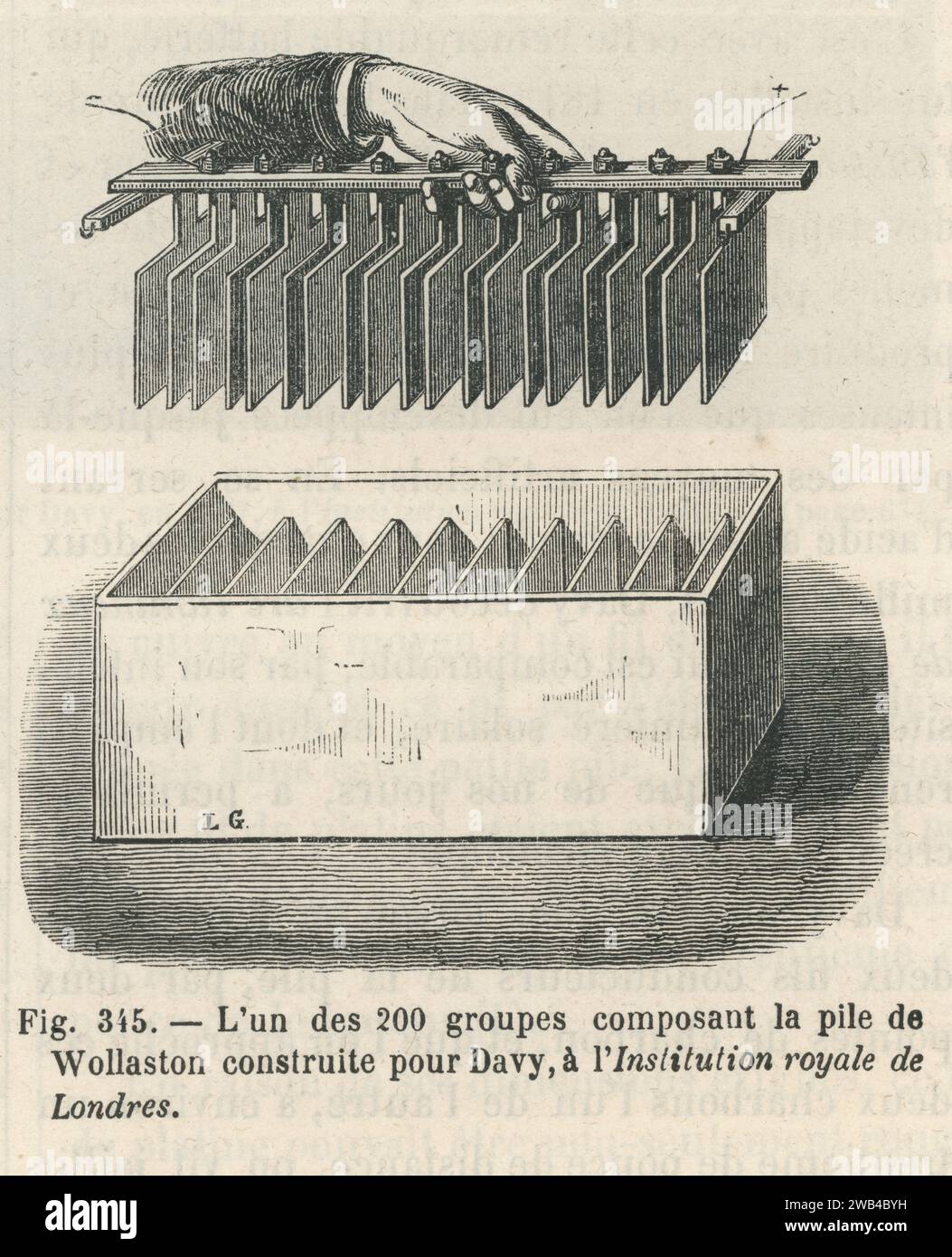 Diagram of the battery developed between 1813 and 1815 by William Hyde ...