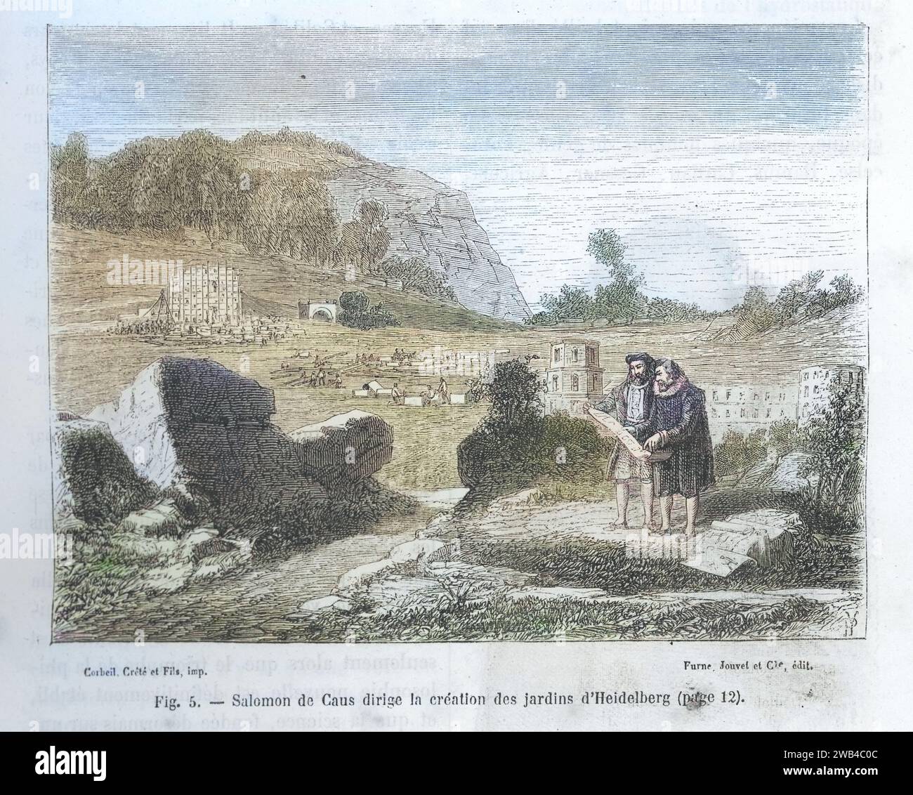 Salomon de Caus directing the creation of the Hortus Palatinus (gardens ...