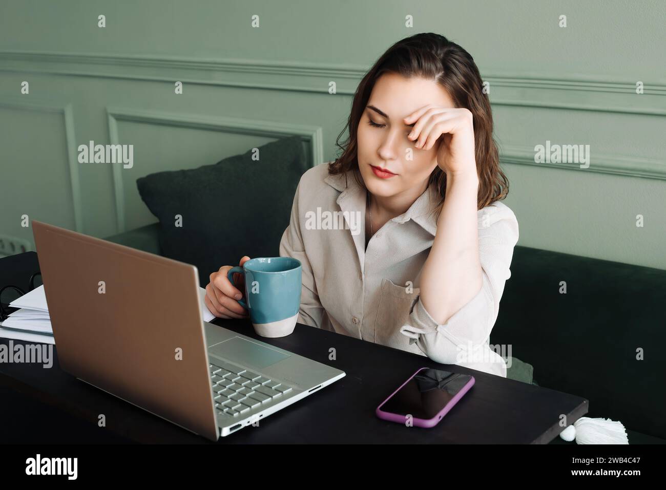 Work-Induced Stress. Tired Middle-Aged Woman with Laptop. Stress and ...