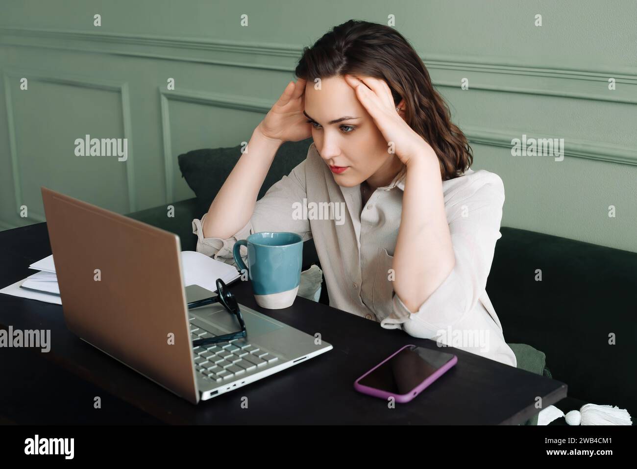 Stressful Workday. Tired Woman Coping with Fatigue and Health Issues ...