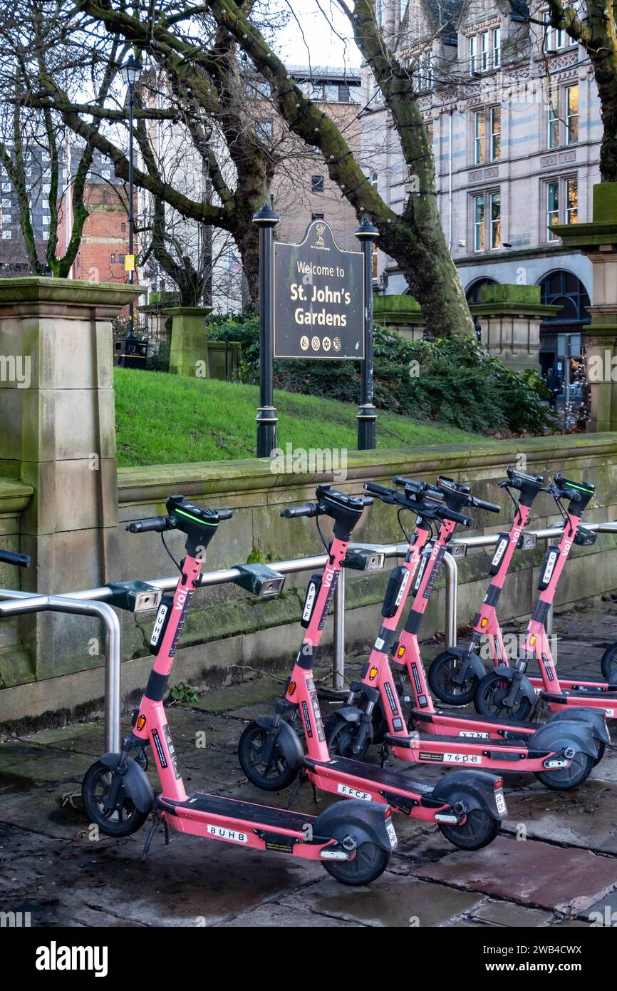 Scooter station at St. John's Gardens in Liverpool Stock Photo - Alamy