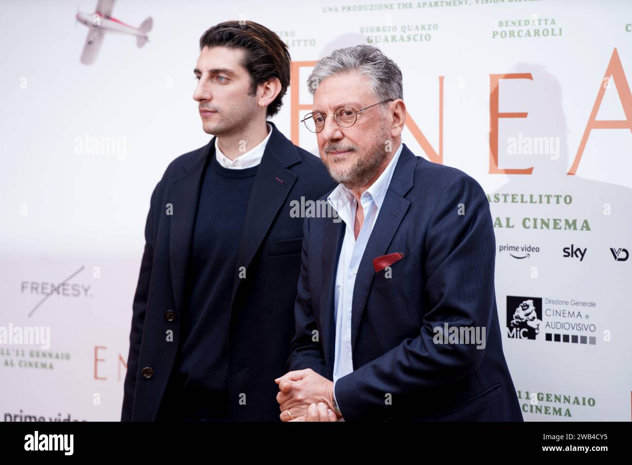 ROME, ITALY - JANUARY 8: Pietro Castellitto and Sergio Castellitto ...