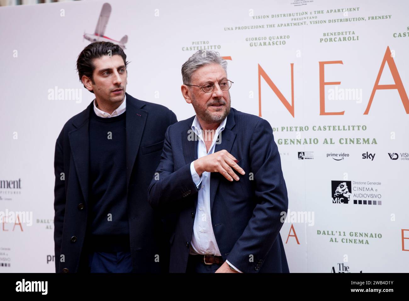 ROME, ITALY - JANUARY 8: Sergio Castellitto, Pietro Castellitto and ...
