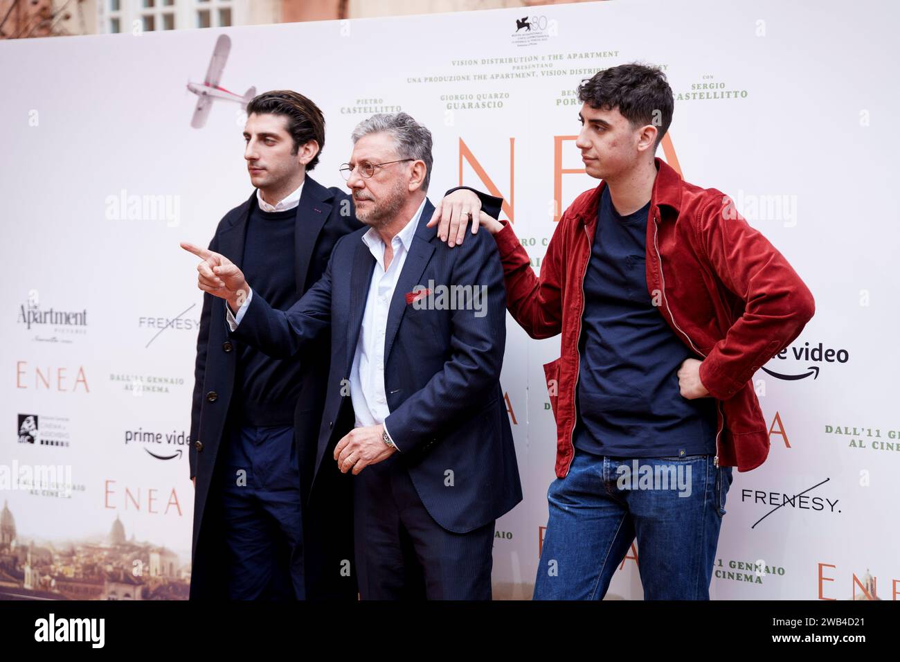 ROME, ITALY - JANUARY 8: Sergio Castellitto, Pietro Castellitto and ...