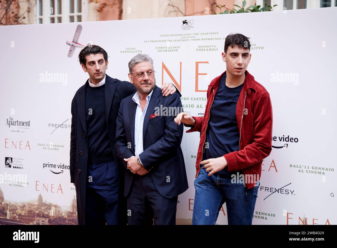 ROME, ITALY - JANUARY 8: Sergio Castellitto, Pietro Castellitto and ...