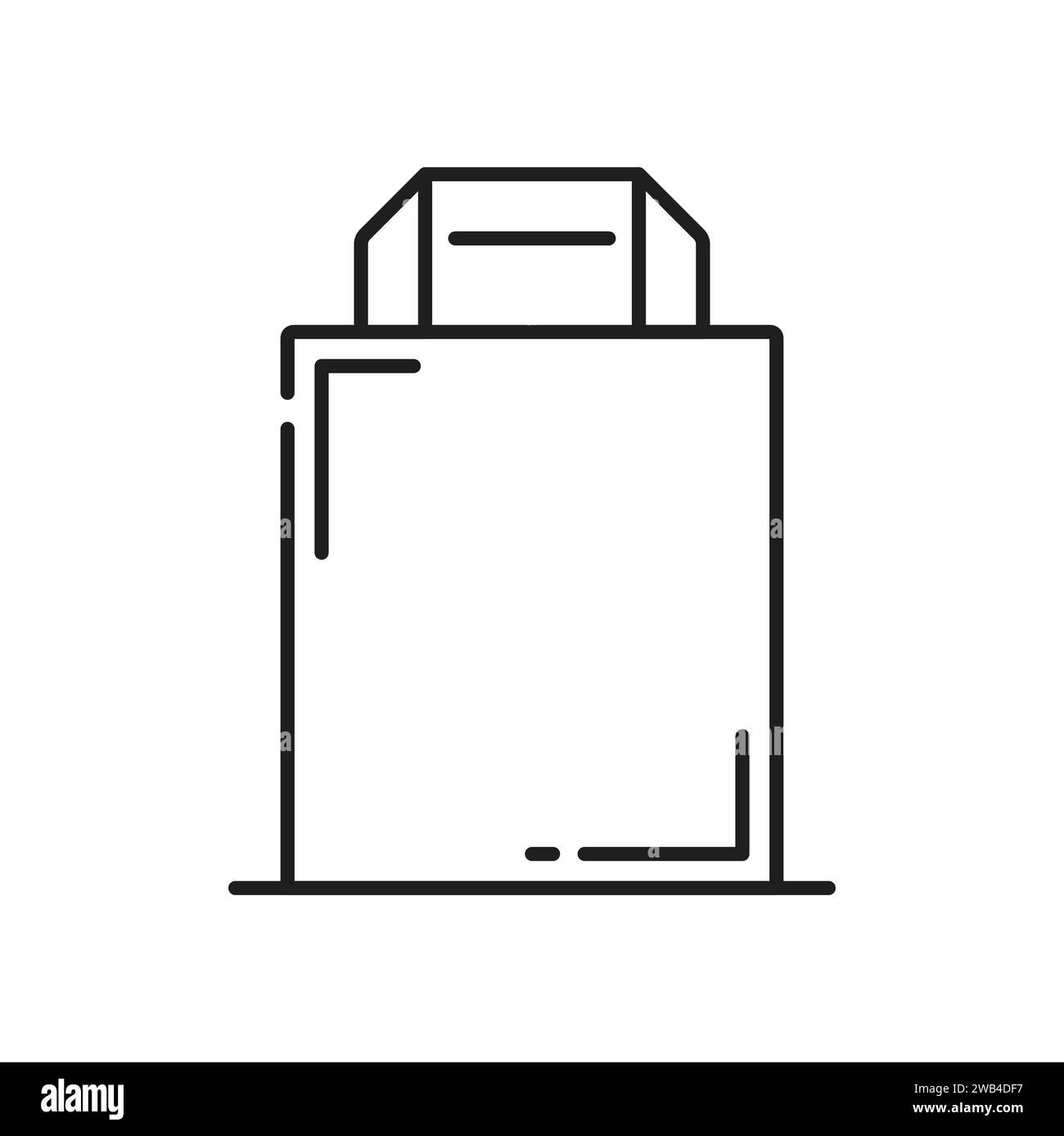 Paper bag mockup of shopping, gift and food package thin line icon ...