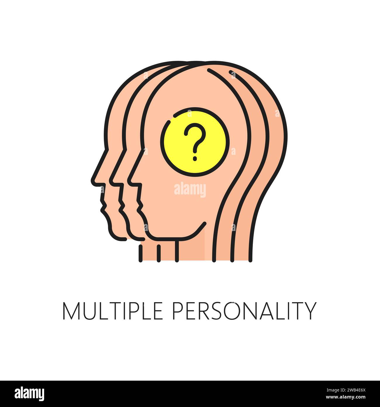Multiple personality mental health icon, psychological disorder problem ...