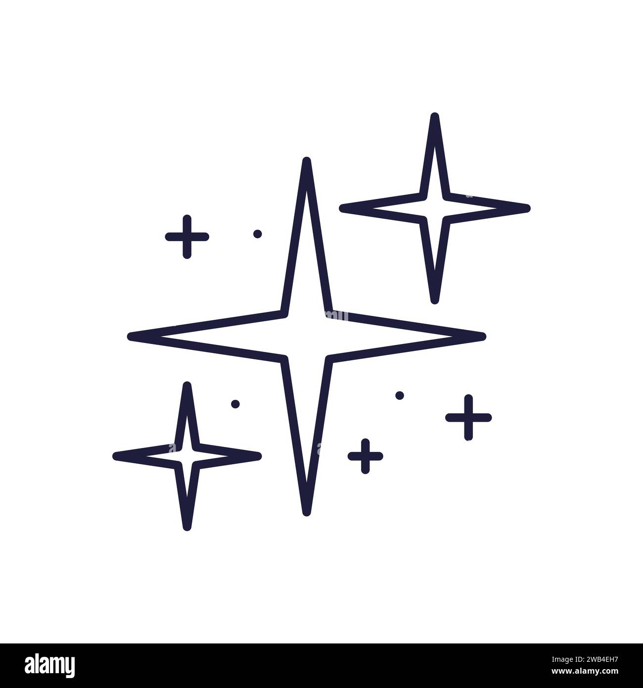 Minimal line star twinkles and sparkles for frame and borders, vector ...