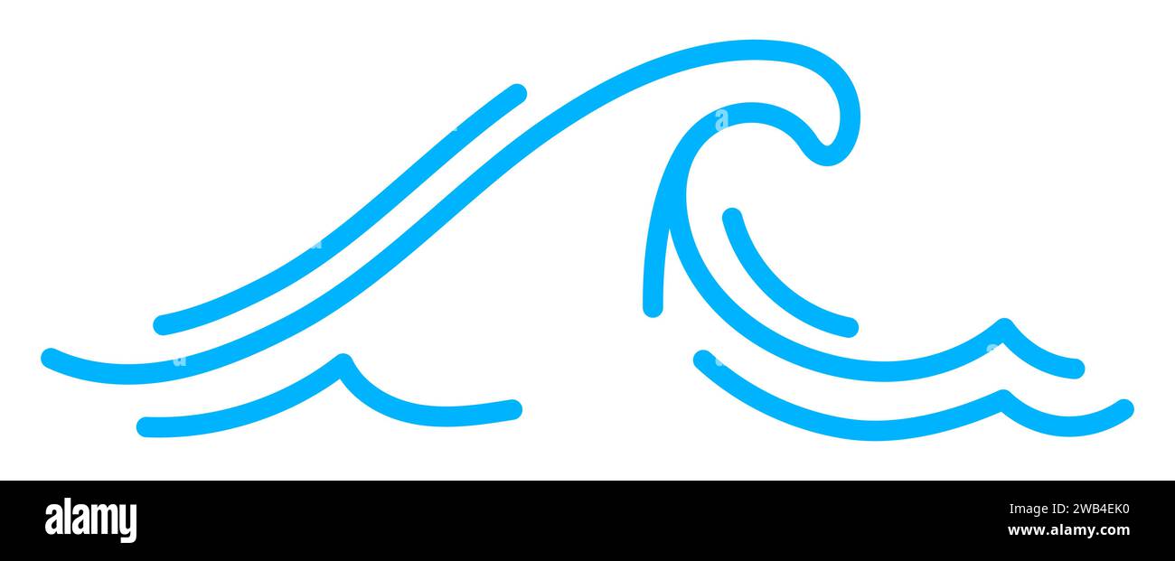 Wave line icon, sea and ocean water ripple or surf swirl splash ...