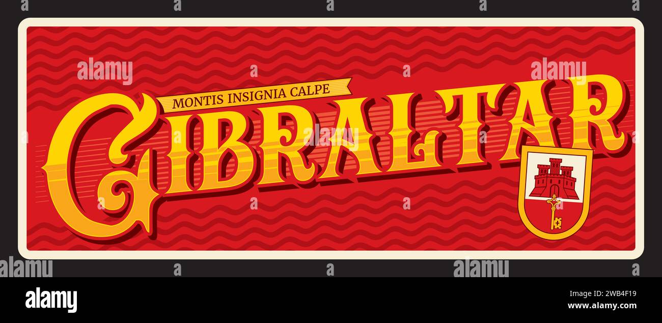 Gibraltar city by Spanish border, British Overseas Territory. Vector ...