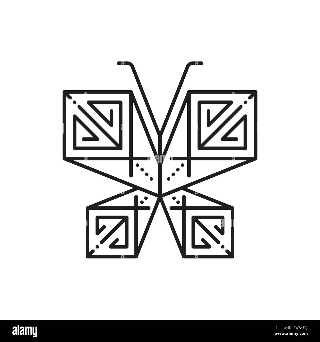 Graphic butterfly, insect abstract line icon. Bug linear tattoo, animal ...