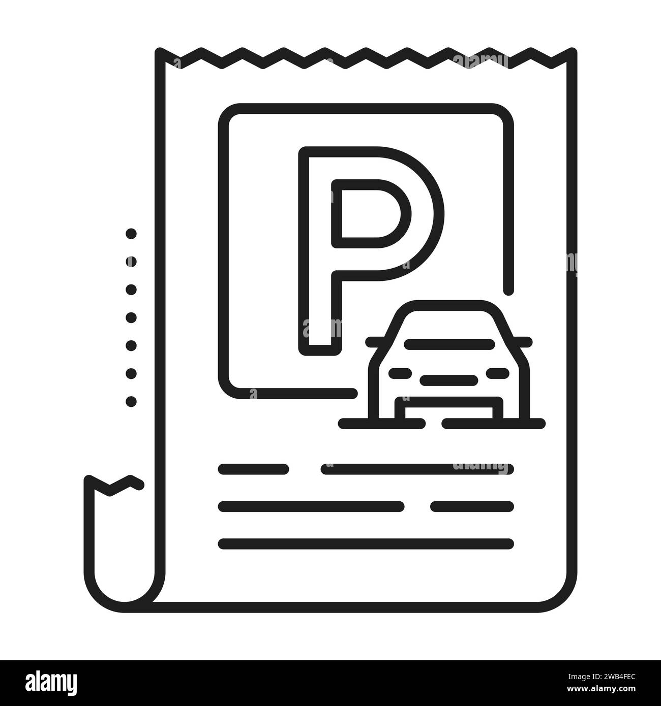 Parking receipt line icon for automatic garage service vector linear ...