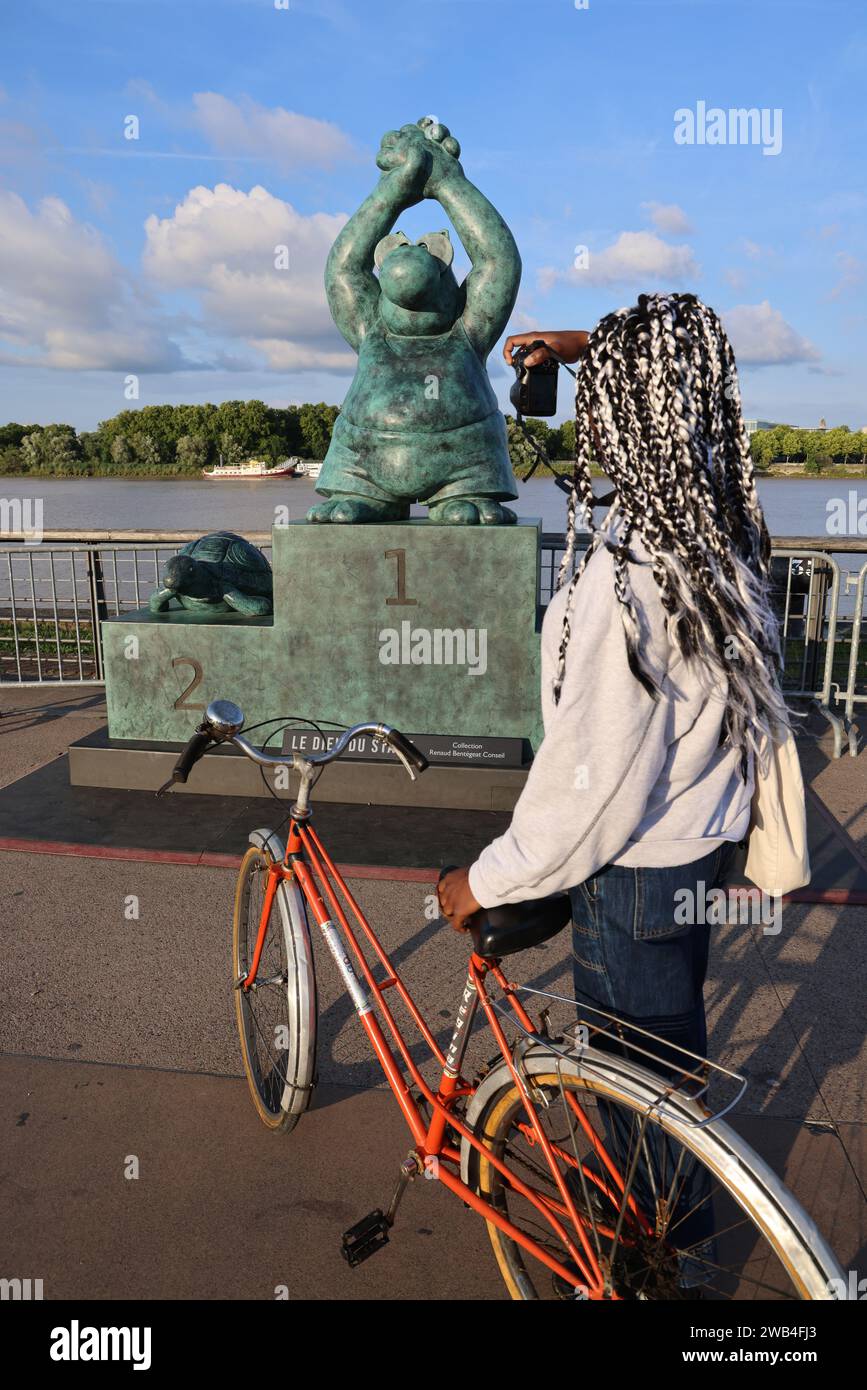 Exhibition on the quays of Bordeaux on the banks of the Garonne river ...