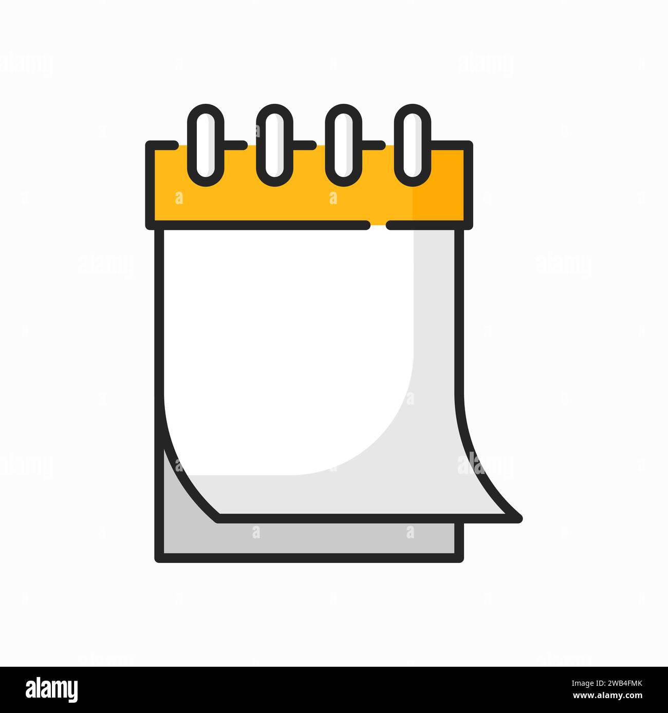 Wall calendar on spirals isolated blank page template color outline ...