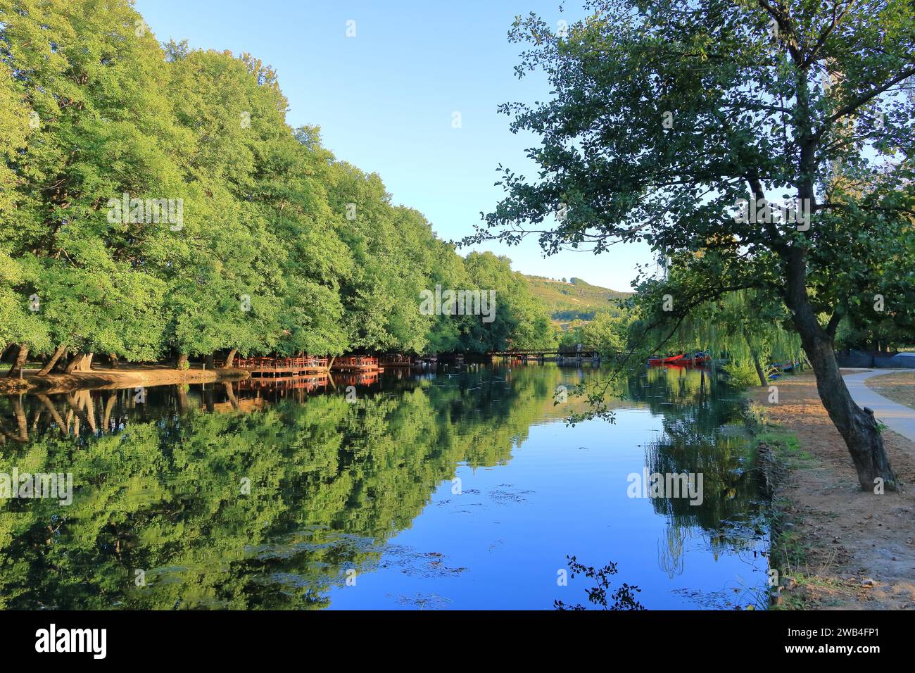 small lake in a park in Tushemisht near Pogradec at lake ohrid in ...