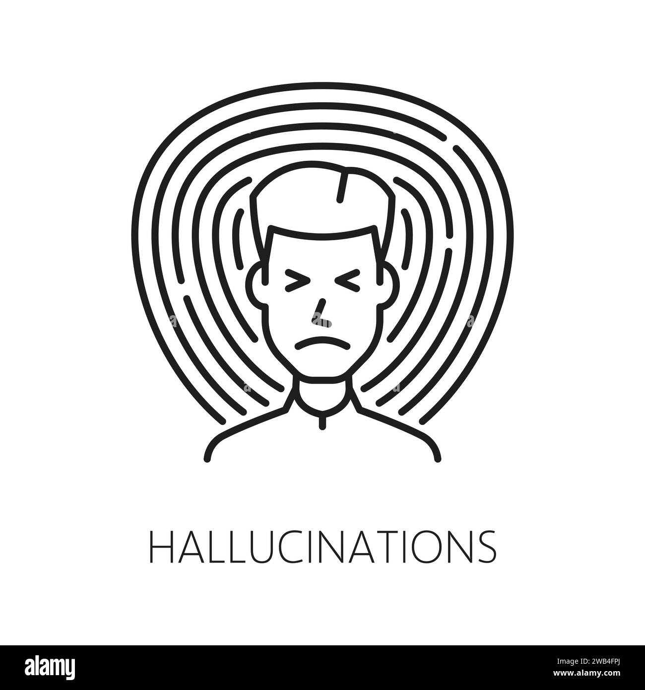 Hallucinations. Psychological disorder problem, mental health icon ...