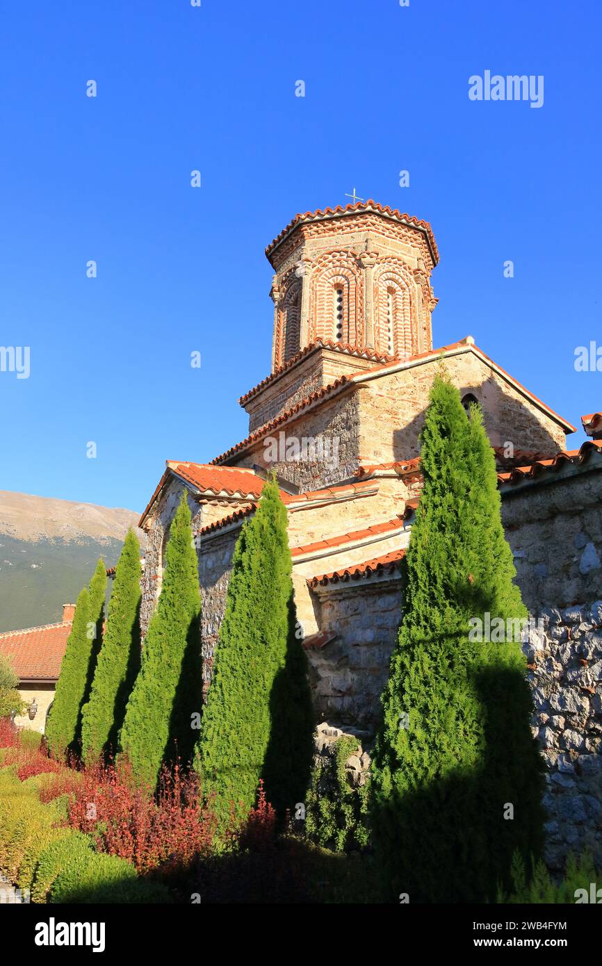the Holy historic church Sveti Naum Saint Naum on the coast of lake ...
