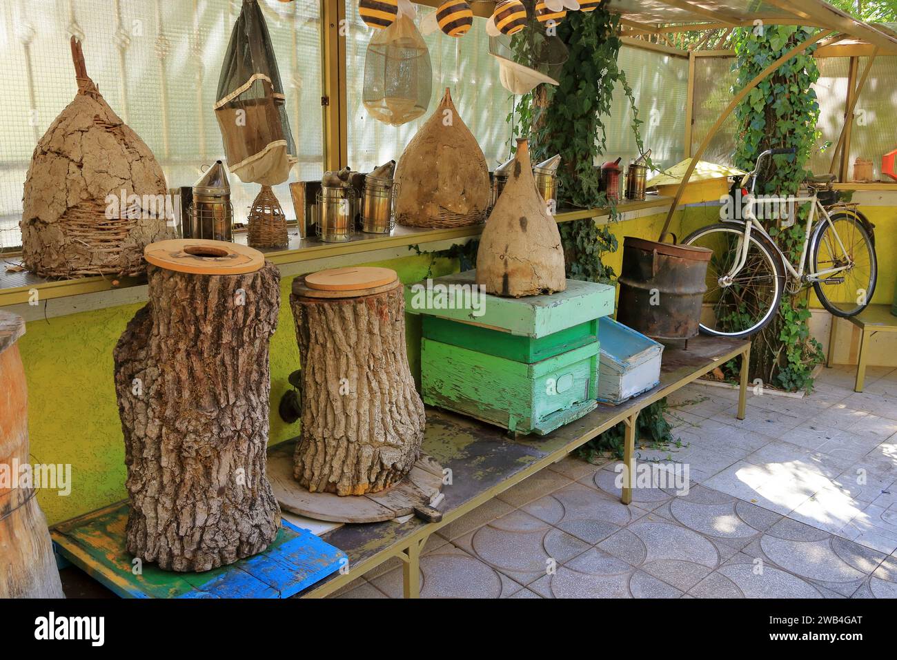 traditional old aged beekeeping equipment and tools Stock Photo - Alamy