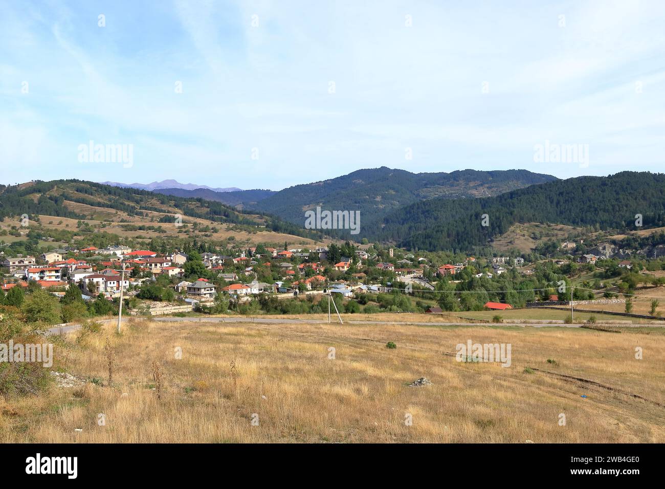 View over the village Voskopoja near Korca, Albania Stock Photo - Alamy
