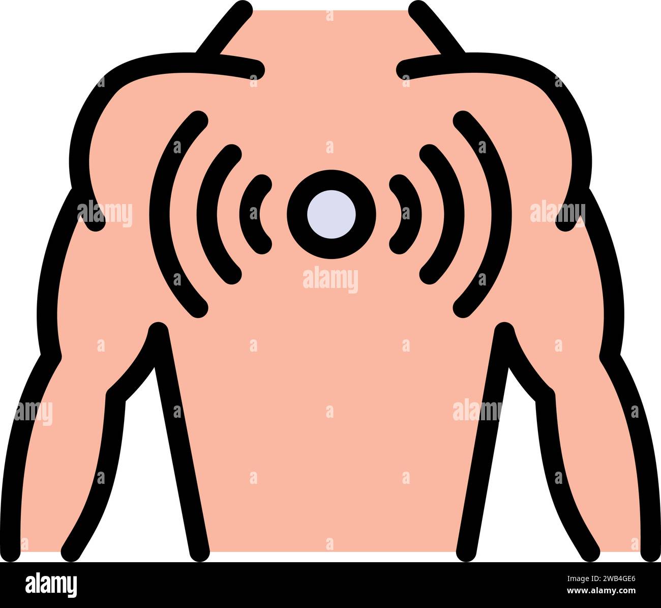 Chest pain color icon. Affecting lungs and heart. Poor posture ...