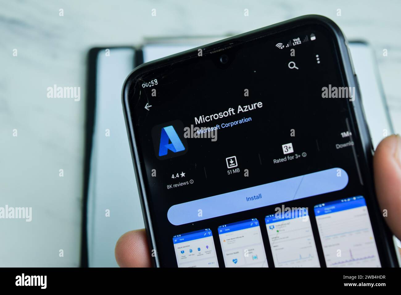 Microsoft Azure application on Smartphone screen. Azure is a freeware ...