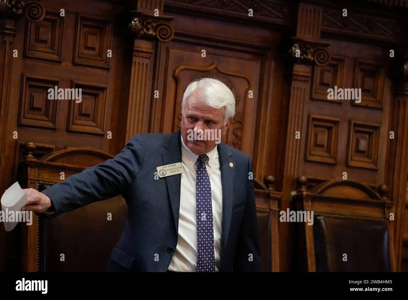 Georgia House Speaker Jon Burns, R-Newington speaks during the opening ...