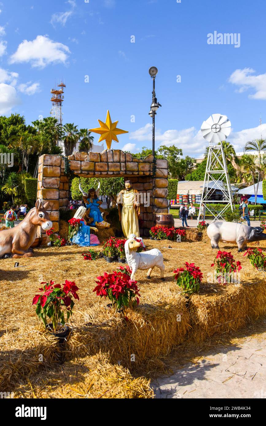 Nativity Scene, Plaza Grande, Historic centre, Merida Mexico Stock ...