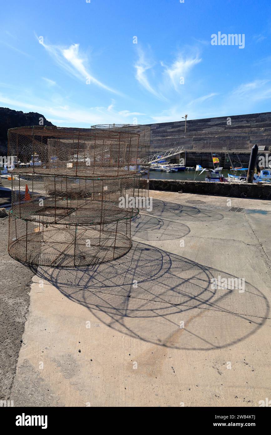 Stacked fishing traps at El Cotillo harbour, Fuerteventura, Canary ...