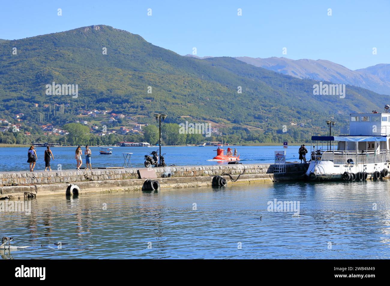 September 12 2023 - Ohrid in North Macedonia: people enjoy the old city ...