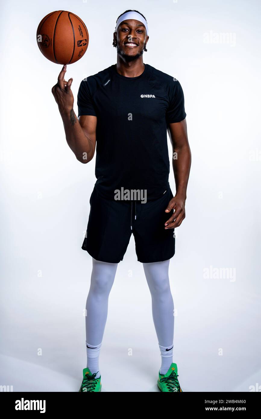 Myles Turner poses for a portrait on October 2, 2023 in Indianapolis ...