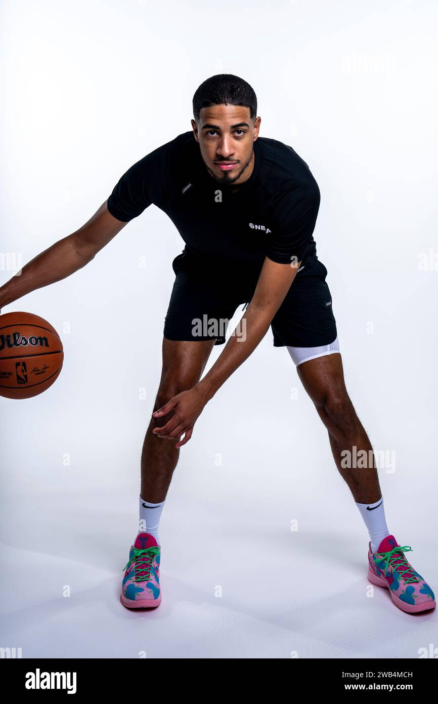 Tyrese Haliburton poses for a portrait on October 2, 2023 in ...