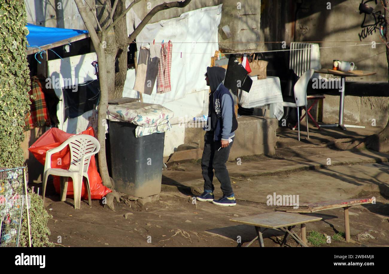 Homeless people and their shelters under the Hlavek Bridge bridge in ...
