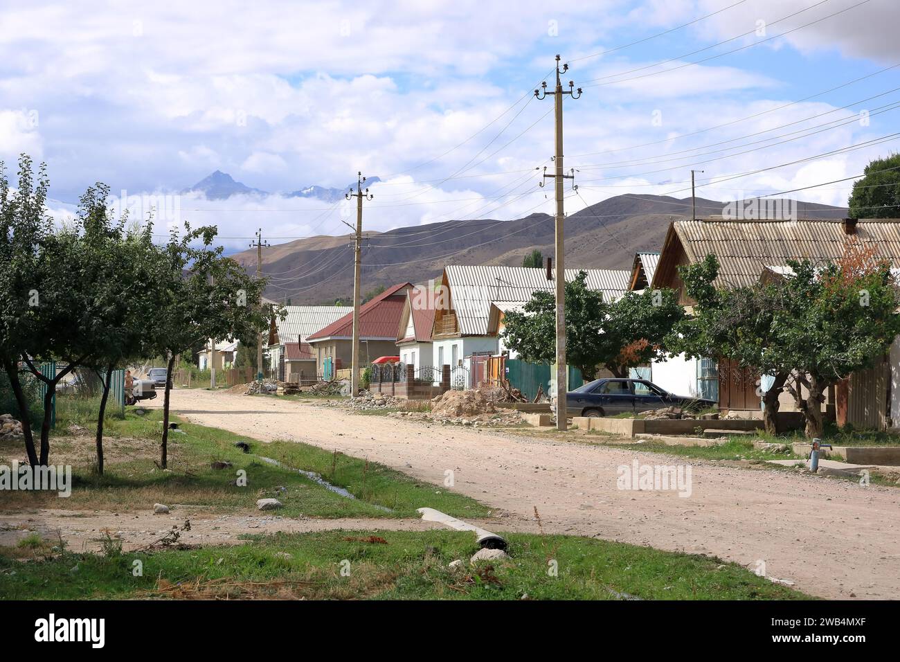 August 26 2023 - Kyzyl Tuu, Issyk-Kul Region in Kyrgyzstan: street ...