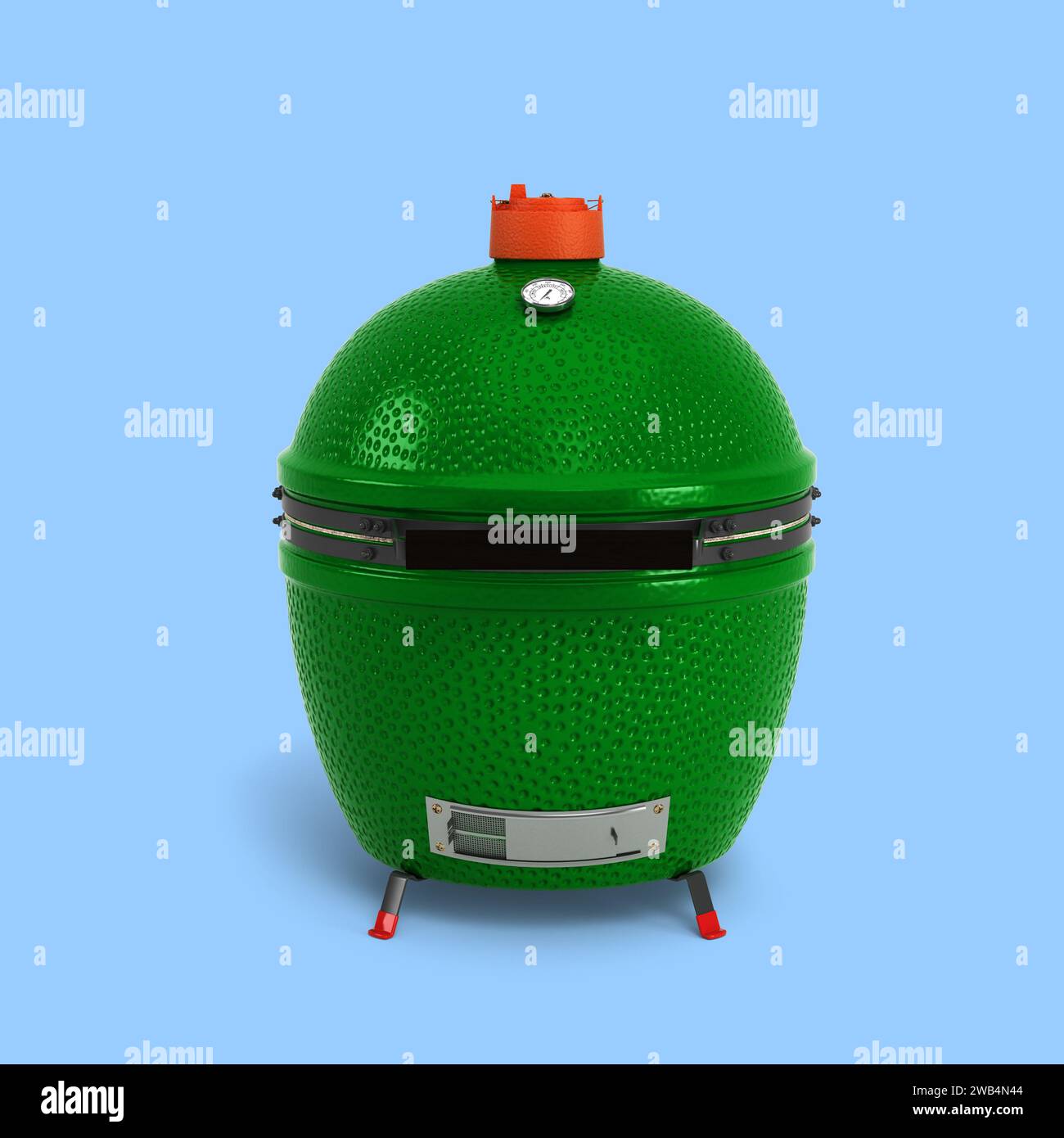 Small barbecue green color BBQ grill for outdoor prepare meat food ...