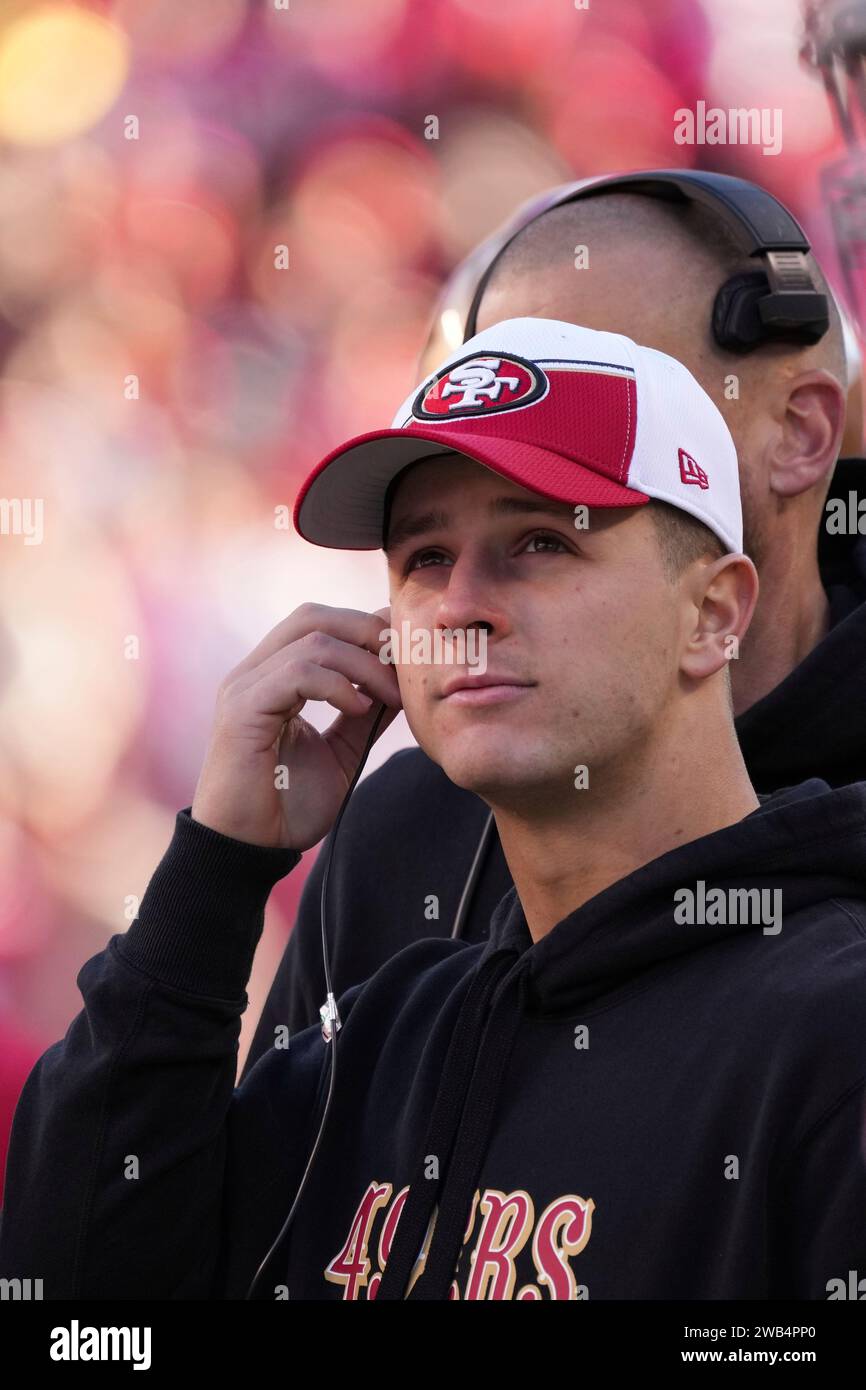 San Francisco 49ers quarterback Brock Purdy (13) watches action from ...