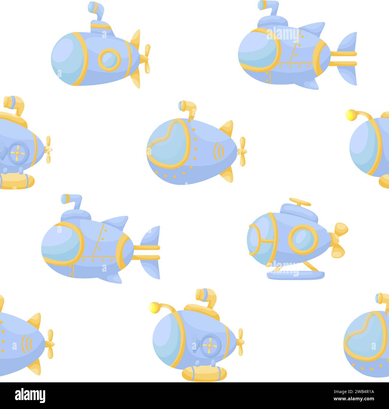 Cute children's seamless pattern with submarines. Creative kids texture ...